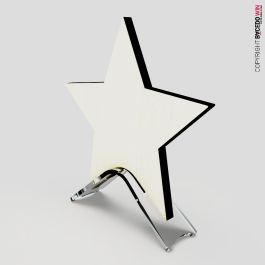 Targa Legno a Stella con Supporto Piegato in Plexiglass Twist4 H210