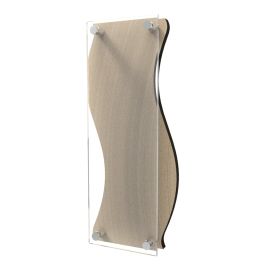 Targa in Legno e Plexiglass sagomata Ondulata autoportante Dual1 H360